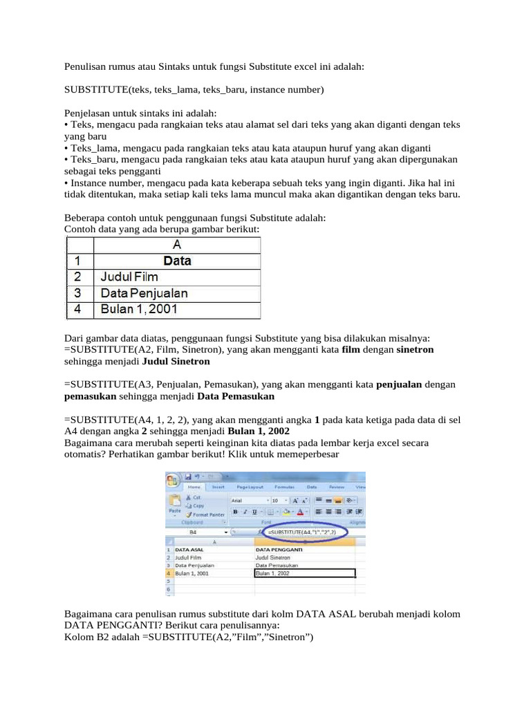 Panduan Fungsi SUBSTITUTE di Excel | PDF
