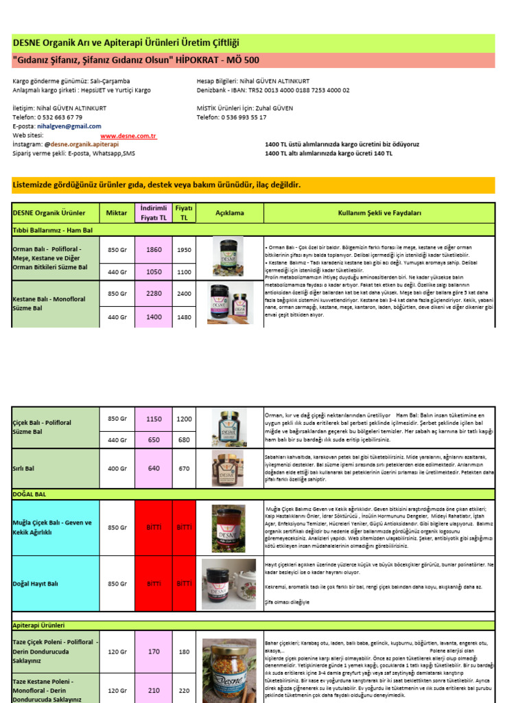 DESNE Arı Çiftliği Organik Ürünler-20250804 | PDF