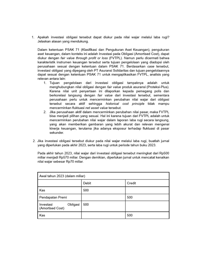 FVTPL dalam Investasi Obligasi 2023 | PDF