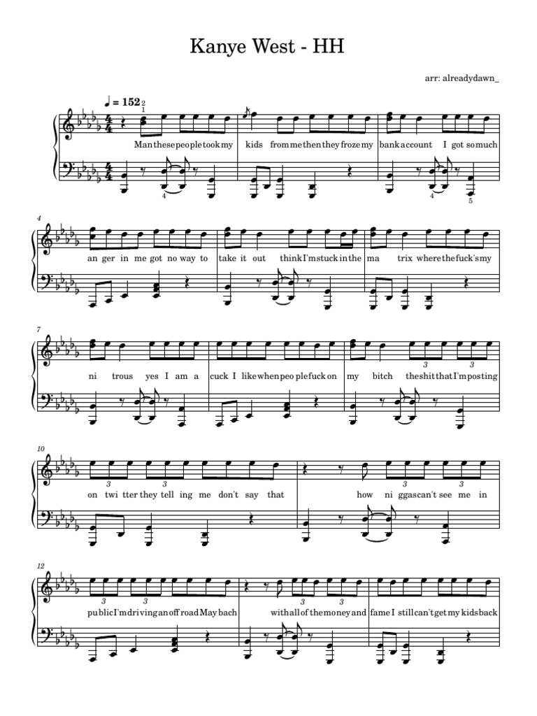 Kanye West - HH Piano Sheet Music | PDF