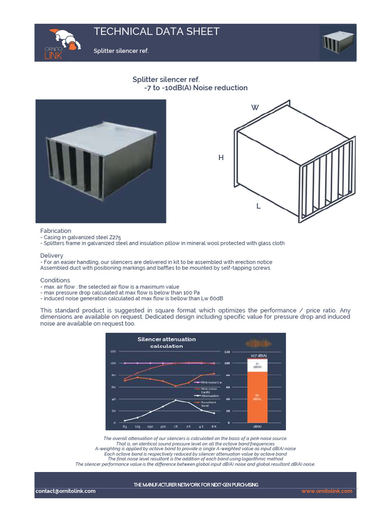 Splitter Silencer Technical Data Sheet | PDF | Decibel | Noise