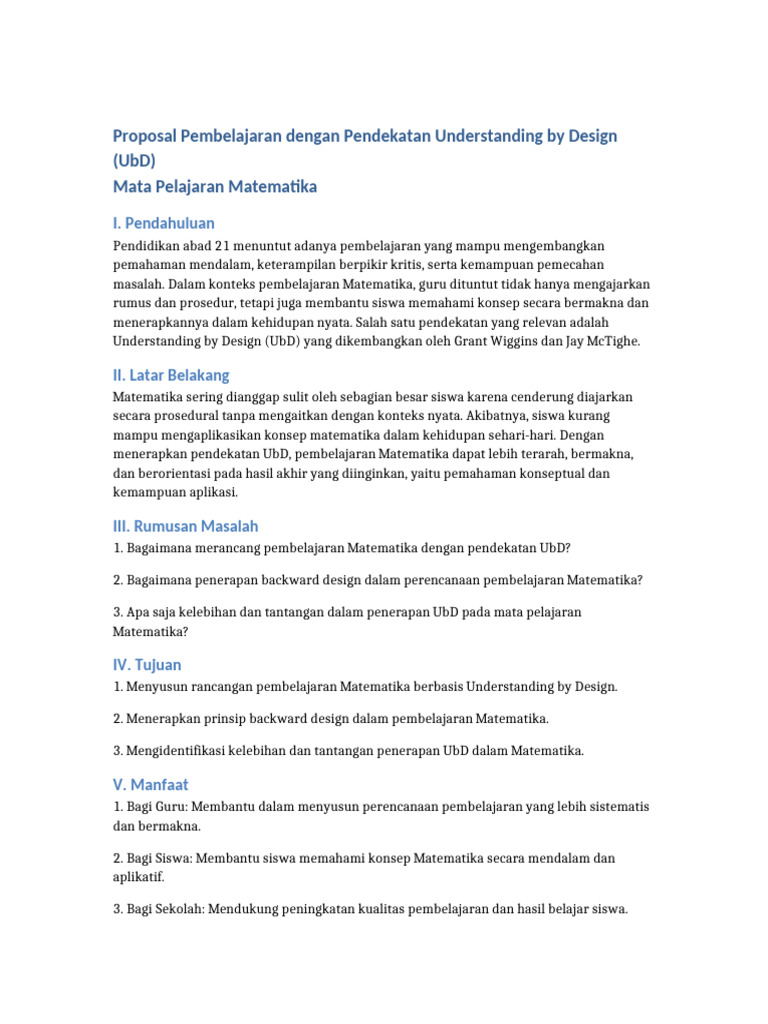 Proposal UbD Matematika | PDF
