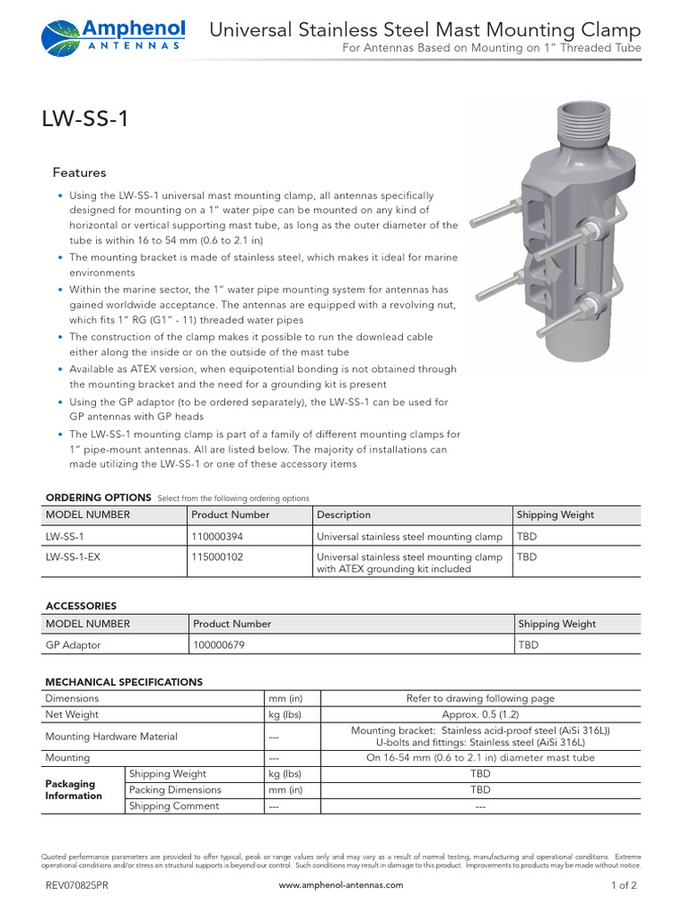 LW-SS-1: Universal Stainless Steel Mast Mounting Clamp | PDF | Pipe ...