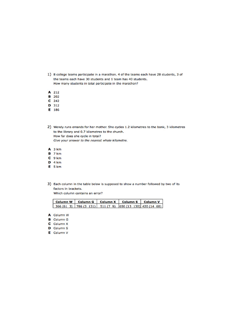 11+ Problem Solving Word Problems Multiple Choice With Answers | PDF