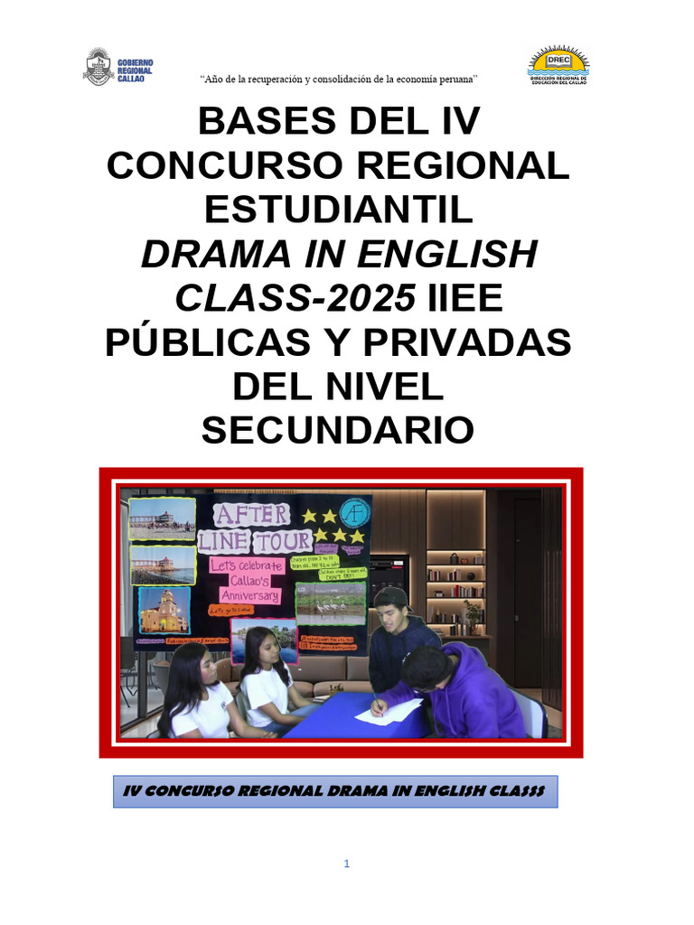 Bases Concurso Regional Drama in English Class | PDF | Expresión facial ...