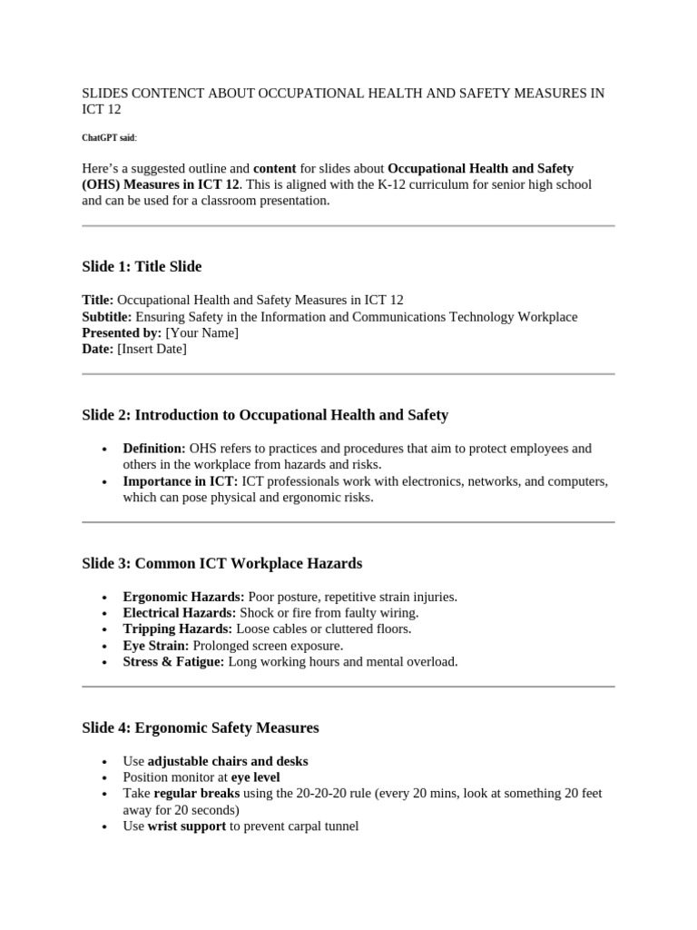 ICT12 LESSON & QUIZ | PDF | Occupational Safety And Health | Occupational Safety And Health ...