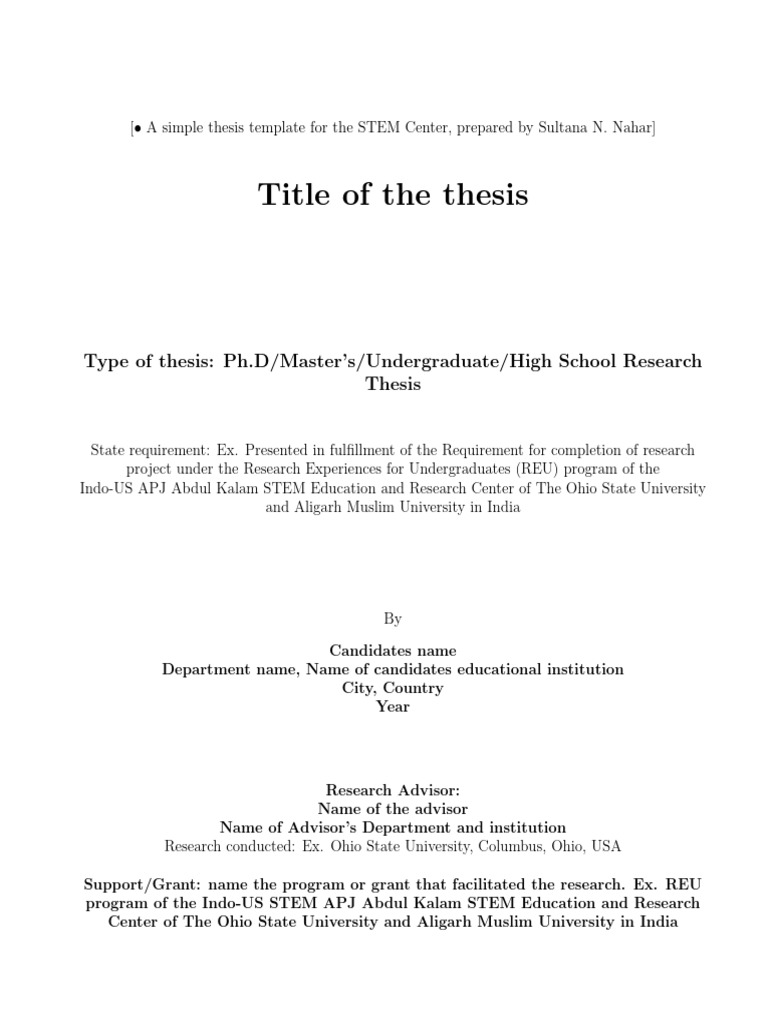 Simple Thesis Template for STEM | PDF | Thesis | Academia