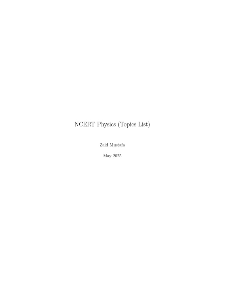 NCERT Physics Topics List | PDF