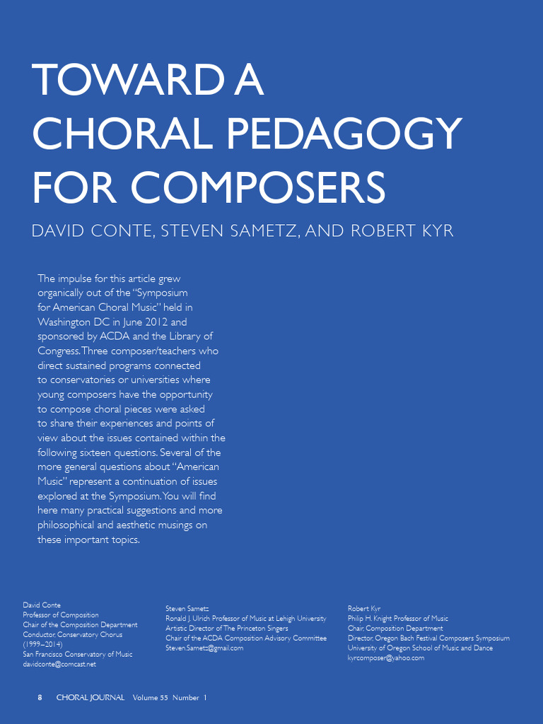 Choral Composition Pedagogy Insights | PDF | Choir | Composers