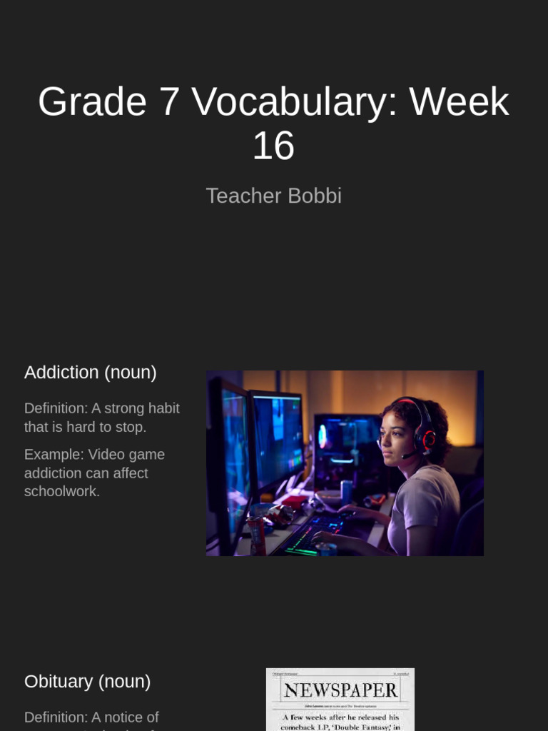 Grade 7 Vocabulary - Week 16 | PDF