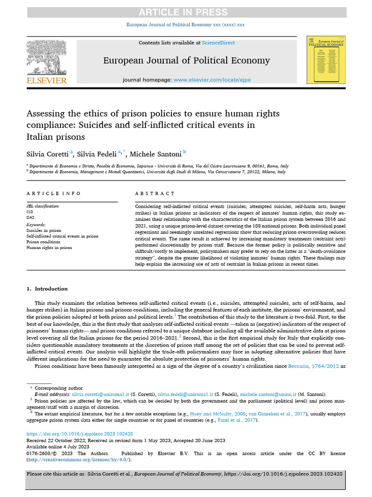 Assessing The Ethics of Prison Policies To Ensure Human 2023 European ...