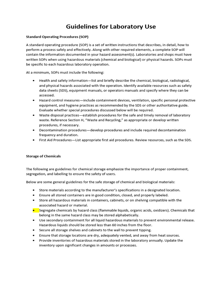 Guidelines For Laboratory Use Reviewer | PDF | Laboratories | Combustion