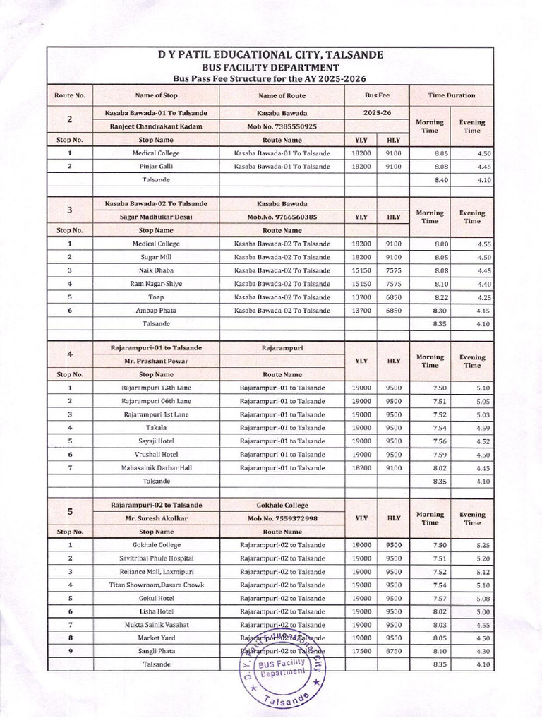 Final BUS Fare Chart 2025-26 - 0001 | PDF