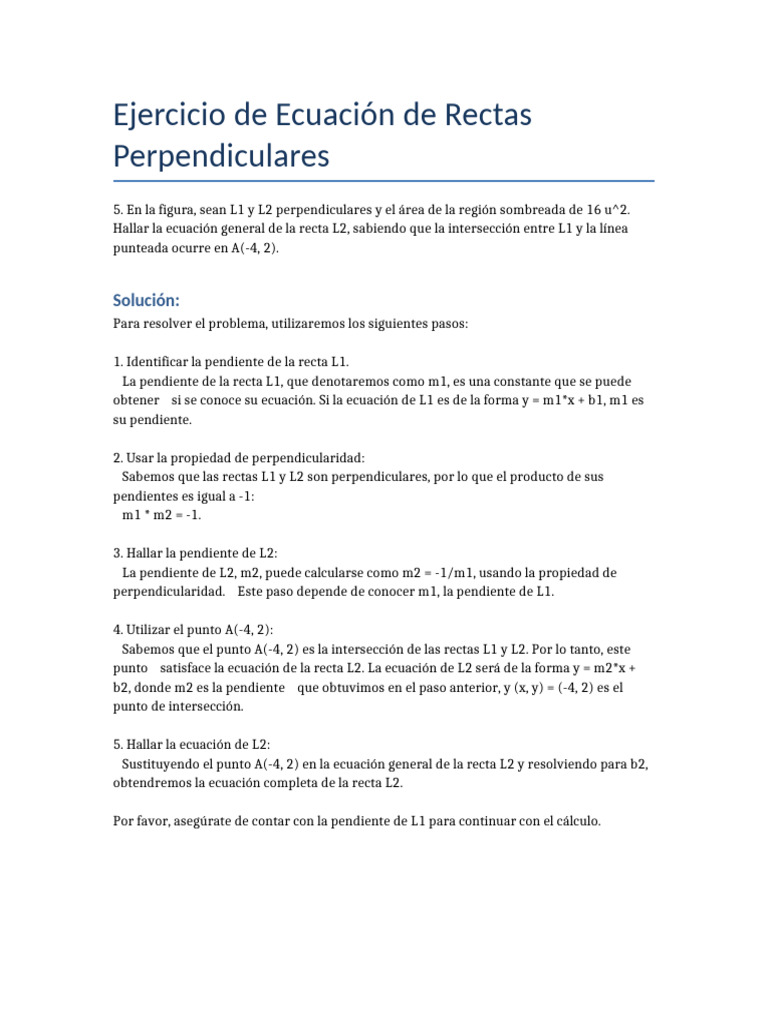 Ecuación de Rectas Perpendiculares | PDF