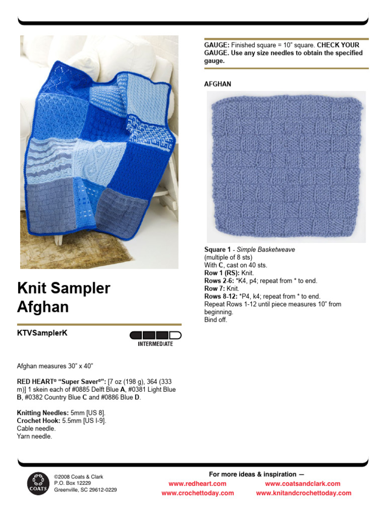 Basket Weave Afghan Knitting Guide | PDF | Knitting | Decorative Arts
