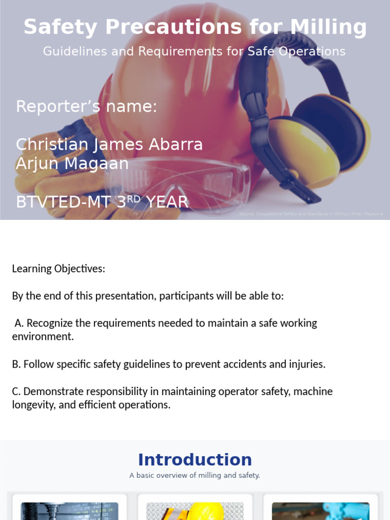Create Milling Safety Presentation Slides 1 | PDF | Personal Protective ...