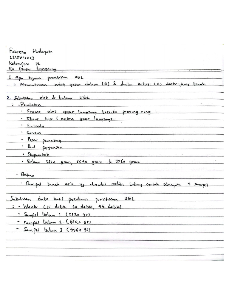 Uji Geser Langsung - Kelompok 12 | PDF