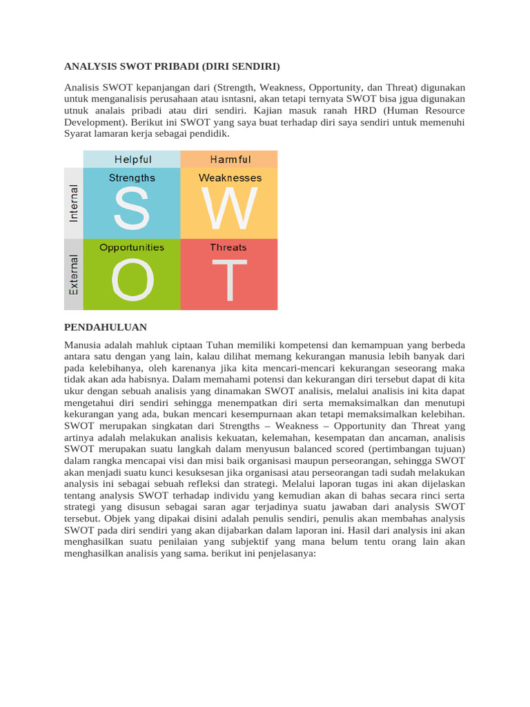 Analisis SWOT Pribadi Mahasiswa | PDF