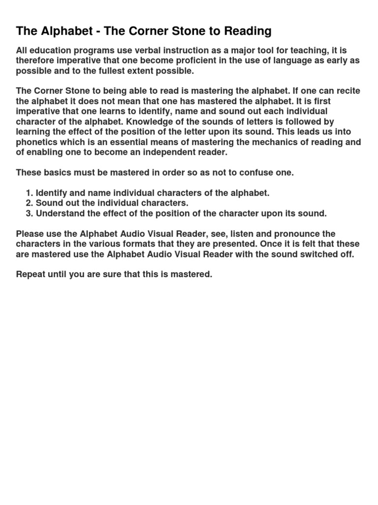 Mastering the Alphabet for Reading | PDF