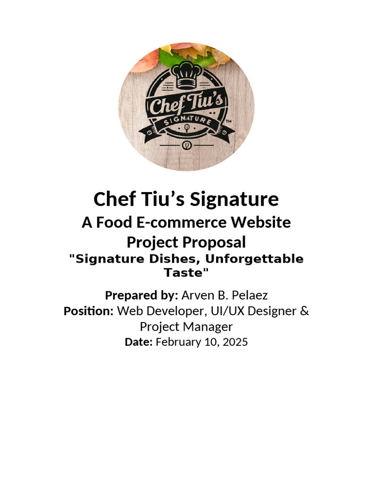 Chef Tiu E-commerce Website Proposal | PDF | Menu | Point Of Sale