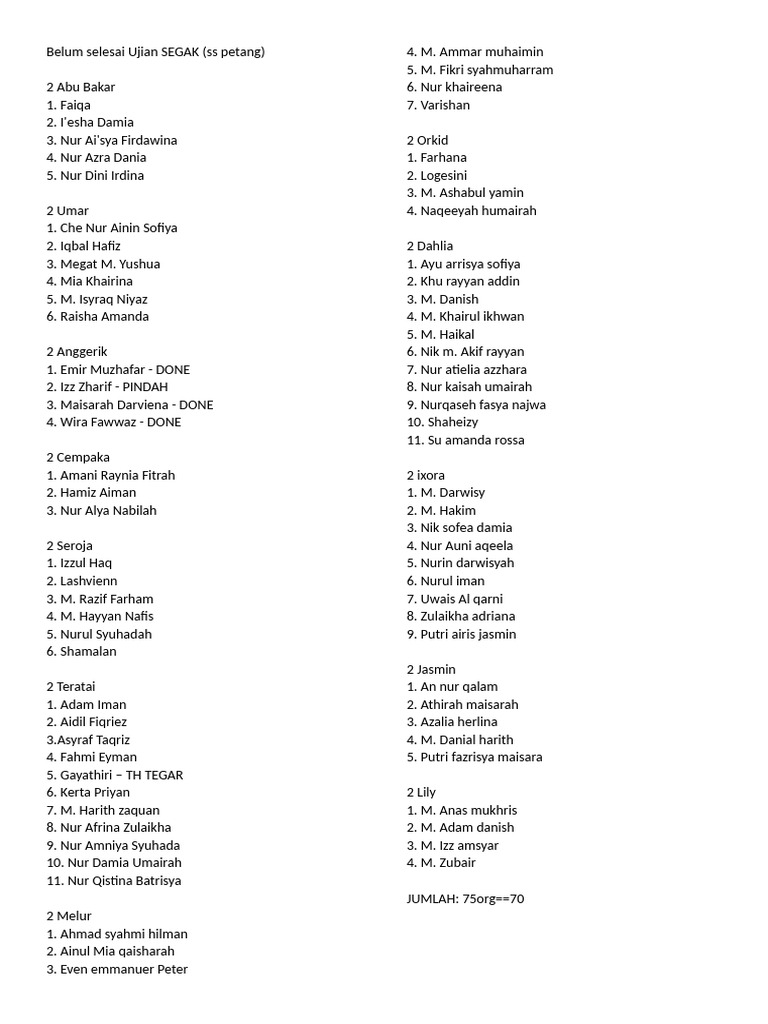 Belum Selesai Ujian SEGAK | PDF