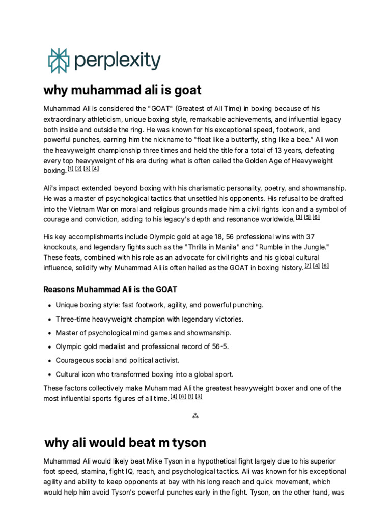 Why Muhammad Ali is Goat (1) | PDF | Muhammad Ali | Mike Tyson