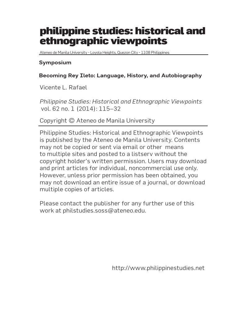 E - Rafael, V. - 2014 - Becoming Rey Ileto- Language, History, And Autobiography_removed | PDF
