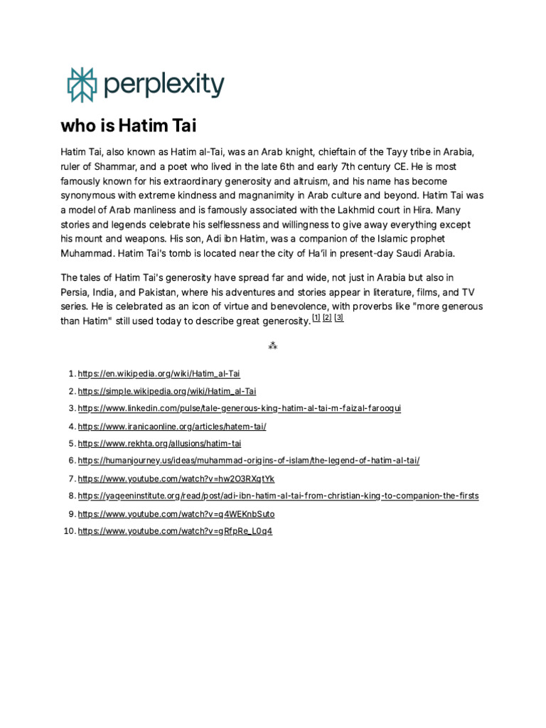 Who is Hatim Tai | PDF