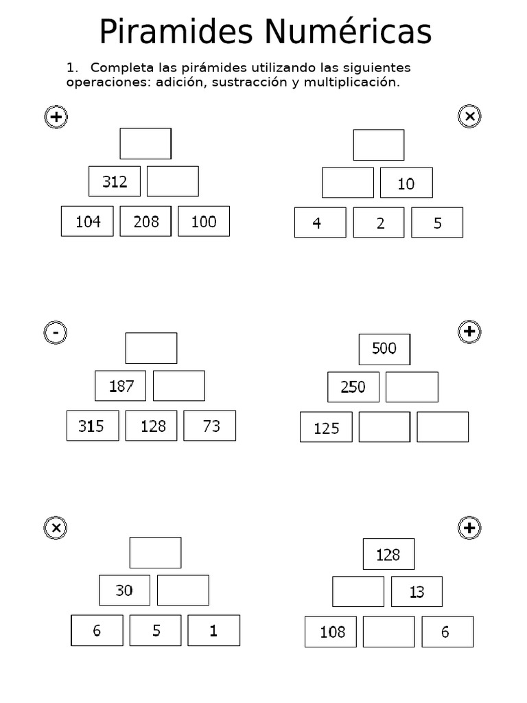 Ficha de Piramides Numericas para Segundo de Primaria | PDF