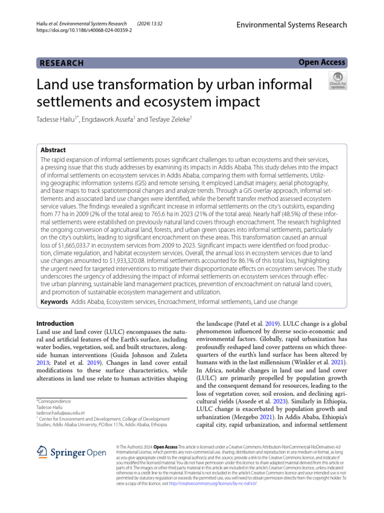 Impact of Informal Settlements on Ecosystems | PDF | Land Use | Natural ...