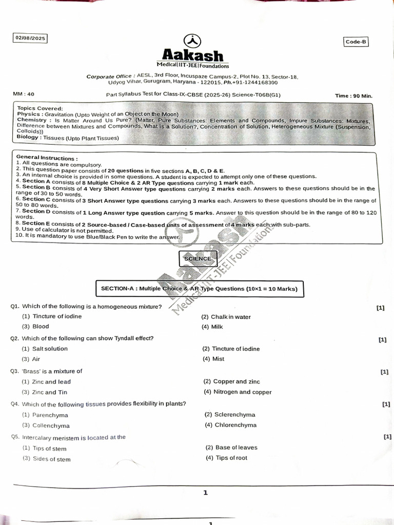 Science PST-06 Question Paper PDF | PDF