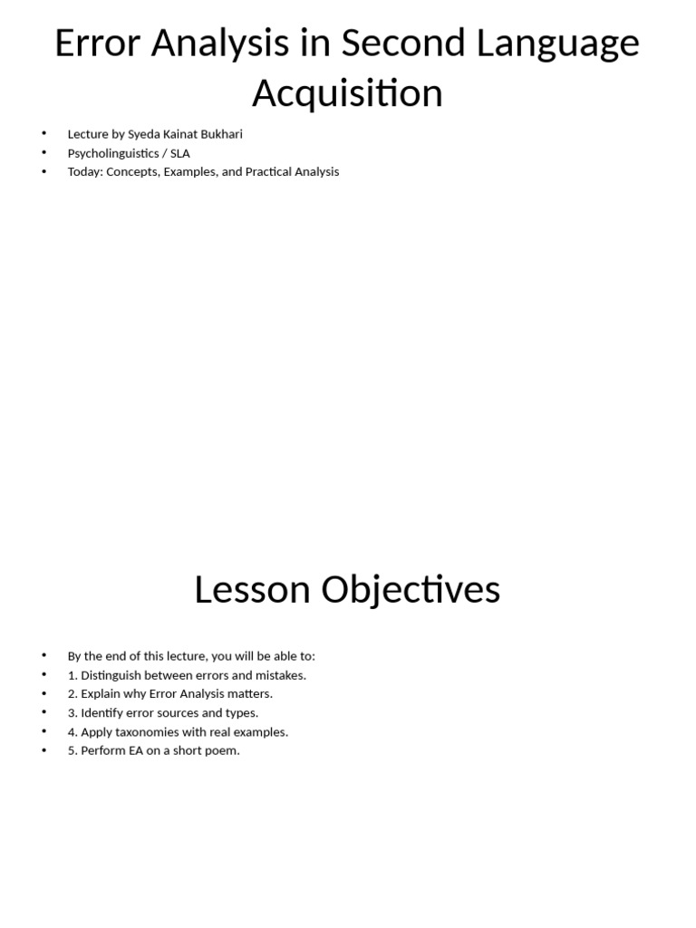 Error Analysis in SLA: Concepts & Examples | PDF | Second Language ...