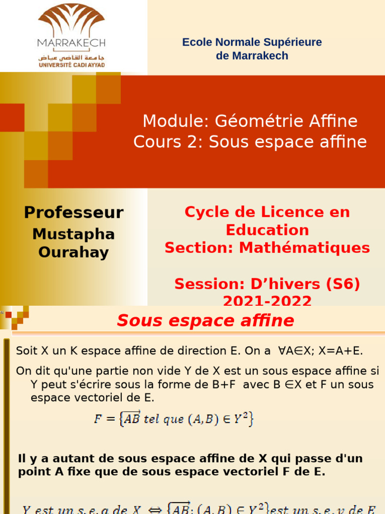 Sous-espaces affines en géométrie | PDF | Espace vectoriel | Algèbre ...