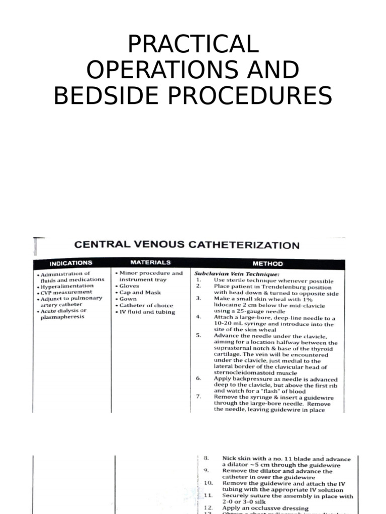 Practical Operations and Bedside Procedure | PDF