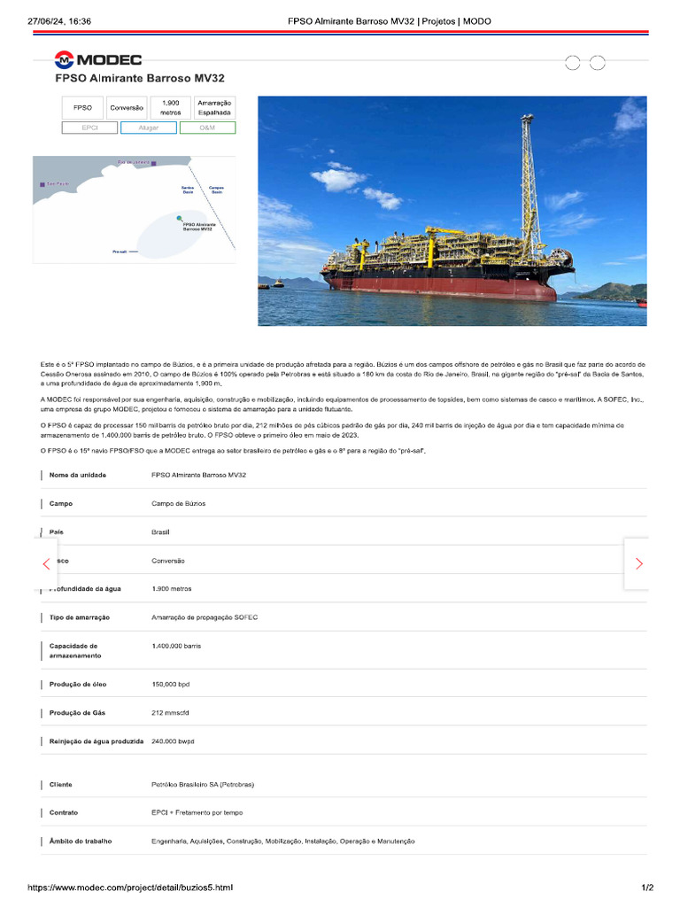 Projeto Modec Fpso Mv-32 | PDF