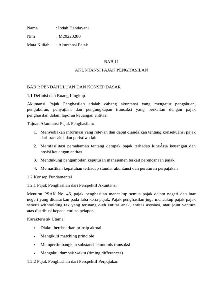 Resume Bab 11 Akuntasi Pajak | PDF