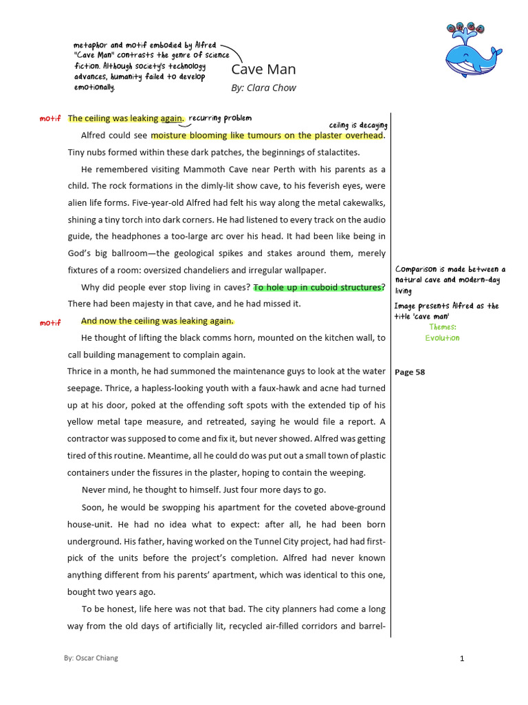Y3 Orca L Arts Short Stories Cave Man | PDF