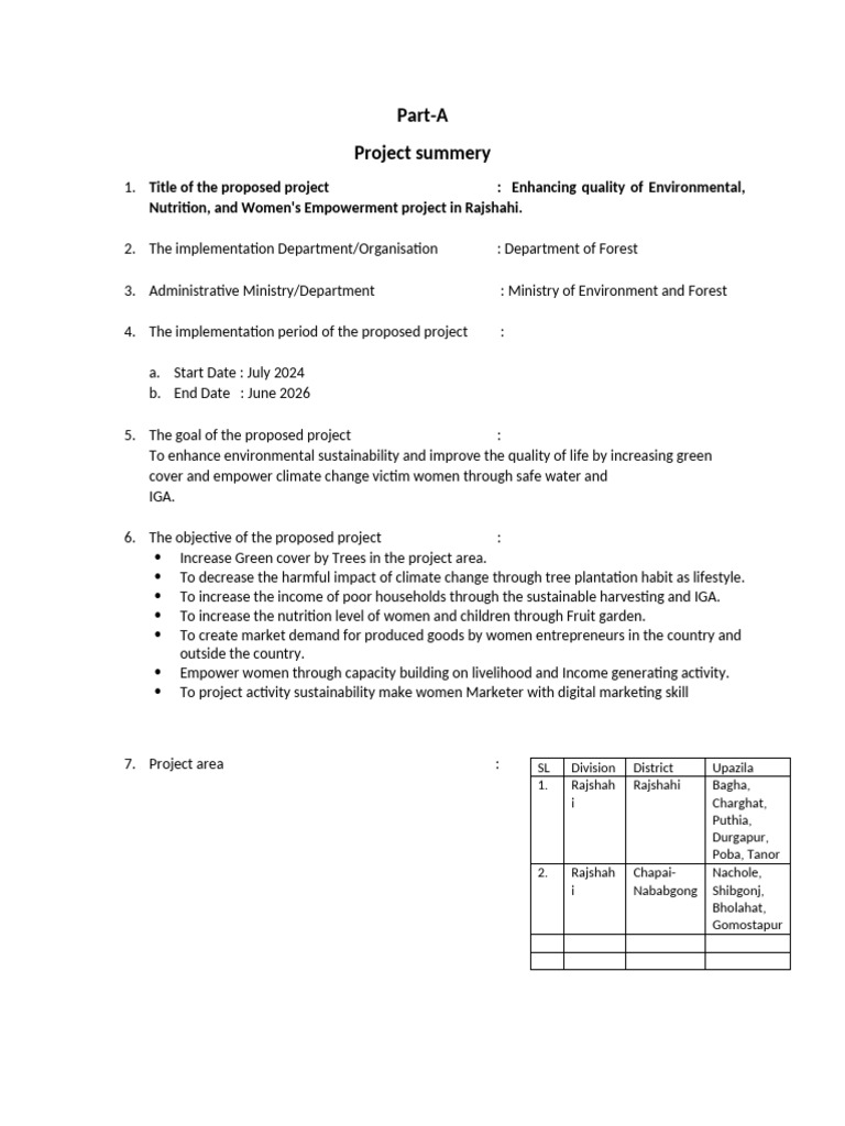 Proposal Enhancing Environmental Quality, Safe Water and Women - S IGA ...