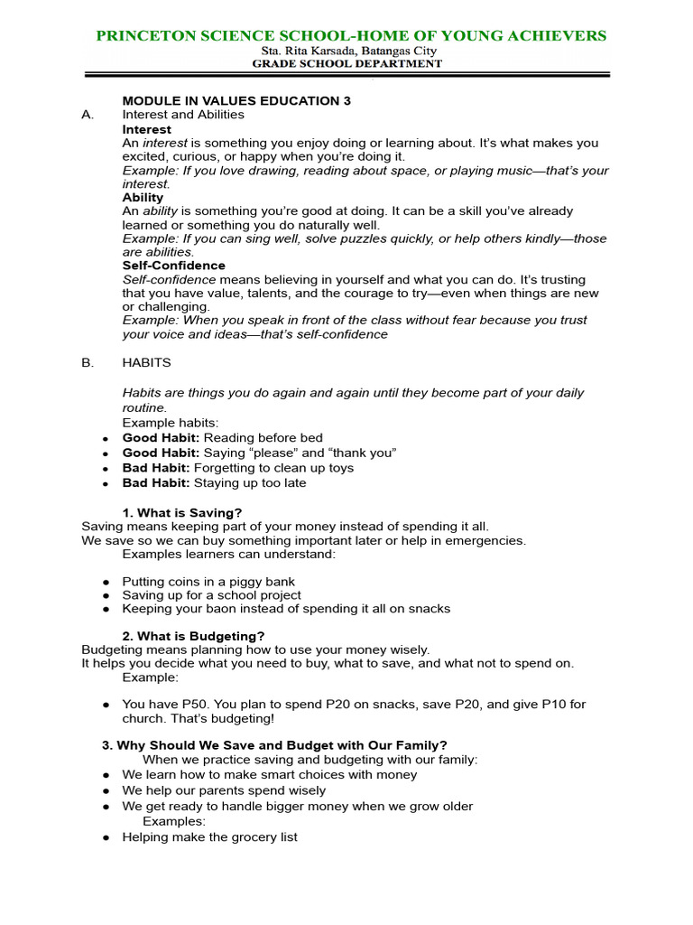 Module in Values Education 3 | PDF