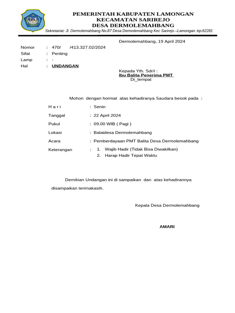 UNDANGAN Kerja Bakti | PDF