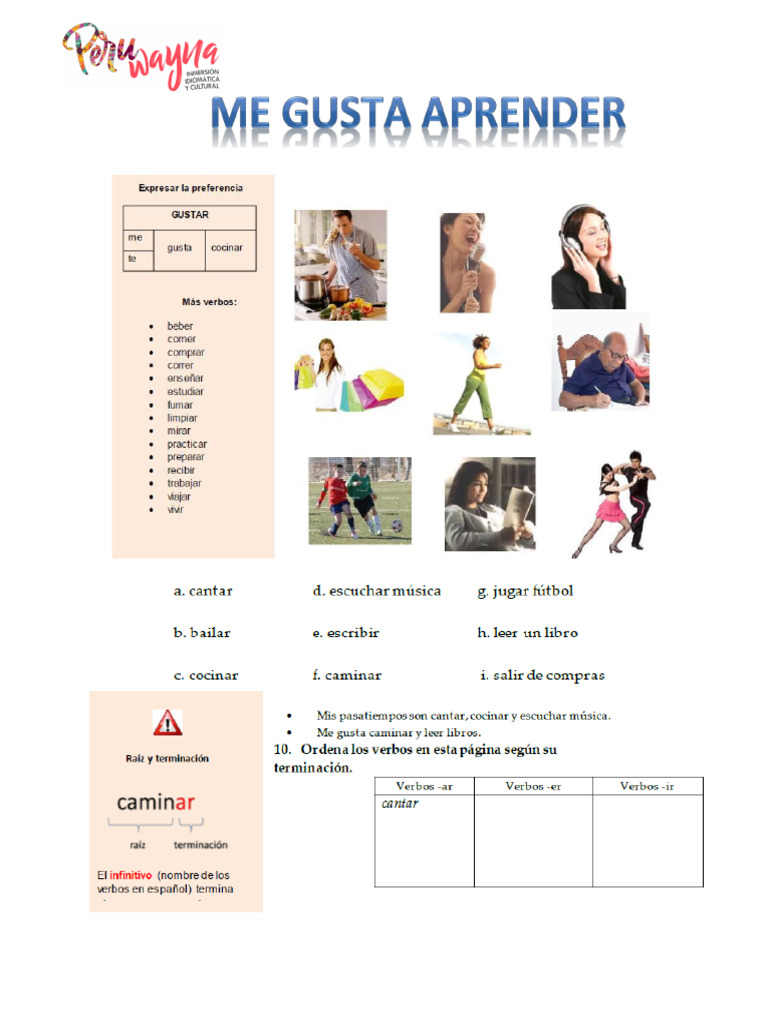 Verbo Gustar - Infinitivos | PDF