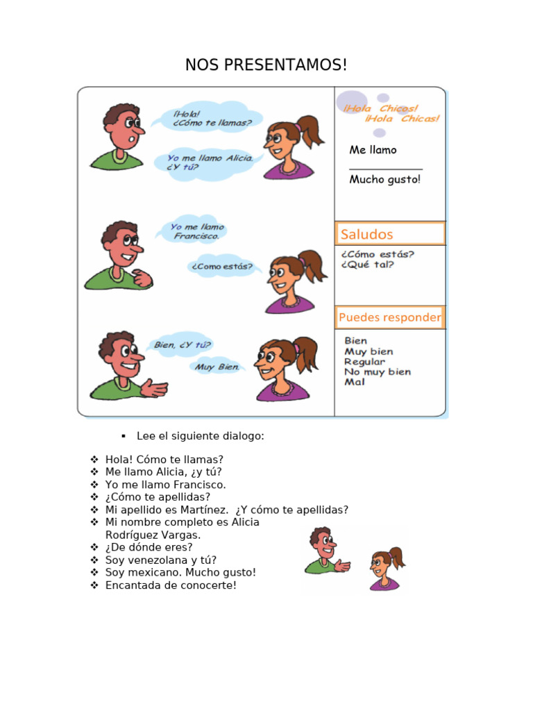 Diálogos y saludos en español | PDF