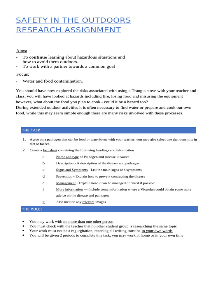 Outdoor Safety: Food & Water Hazards | PDF