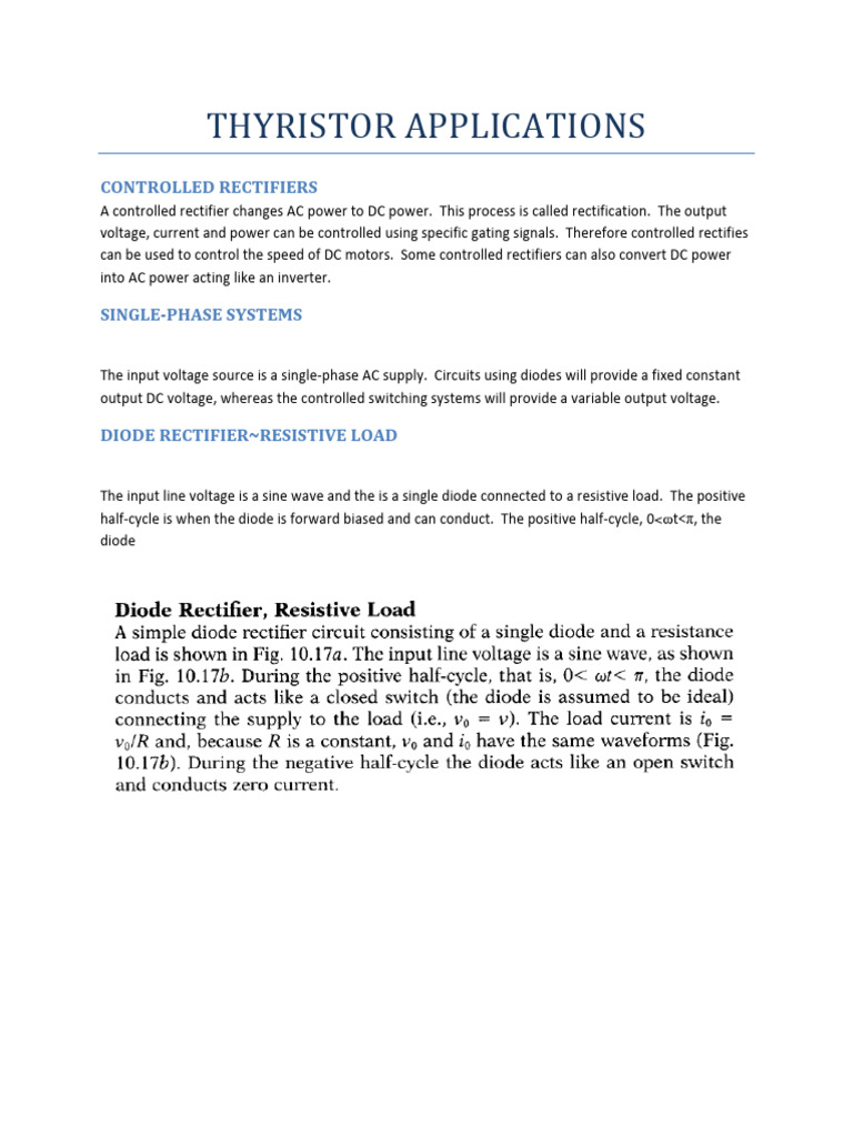 Thyristor Applications 2 | PDF | Rectifier | Computer Engineering
