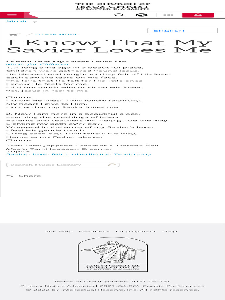 I Know That My Savior Loves Me | PDF