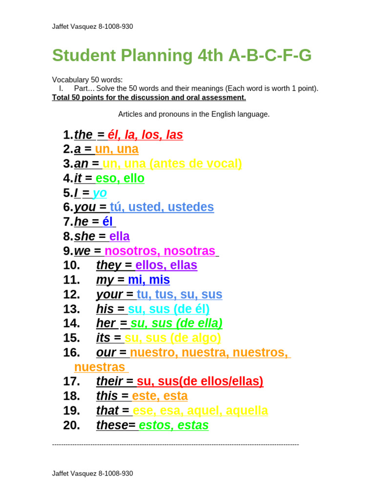 Student Planning 4th A | PDF