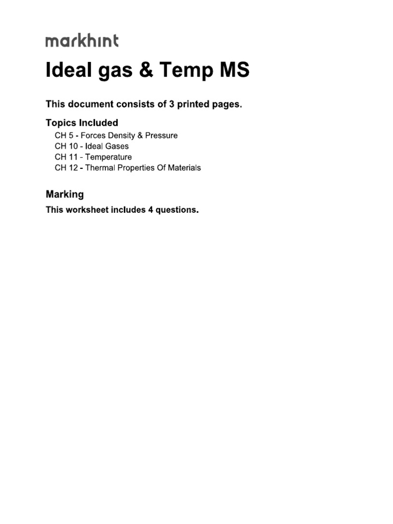 Ideal Gas and Temp Ans | PDF