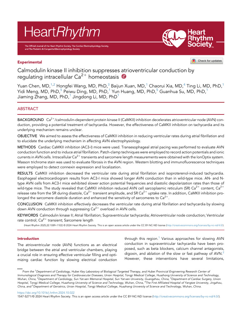 Calmodulin Kinase II Inhibition Suppresses Atrioventricular Cond - 2025 ...