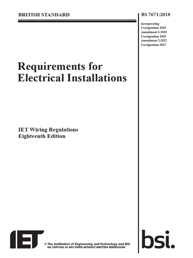 BS 7671:2018+A2:2022 Corrigendum | PDF | Electric Power | Electromagnetism