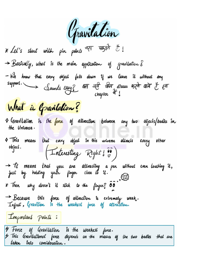 Gravitation - Padhle 9th Science Notes | PDF